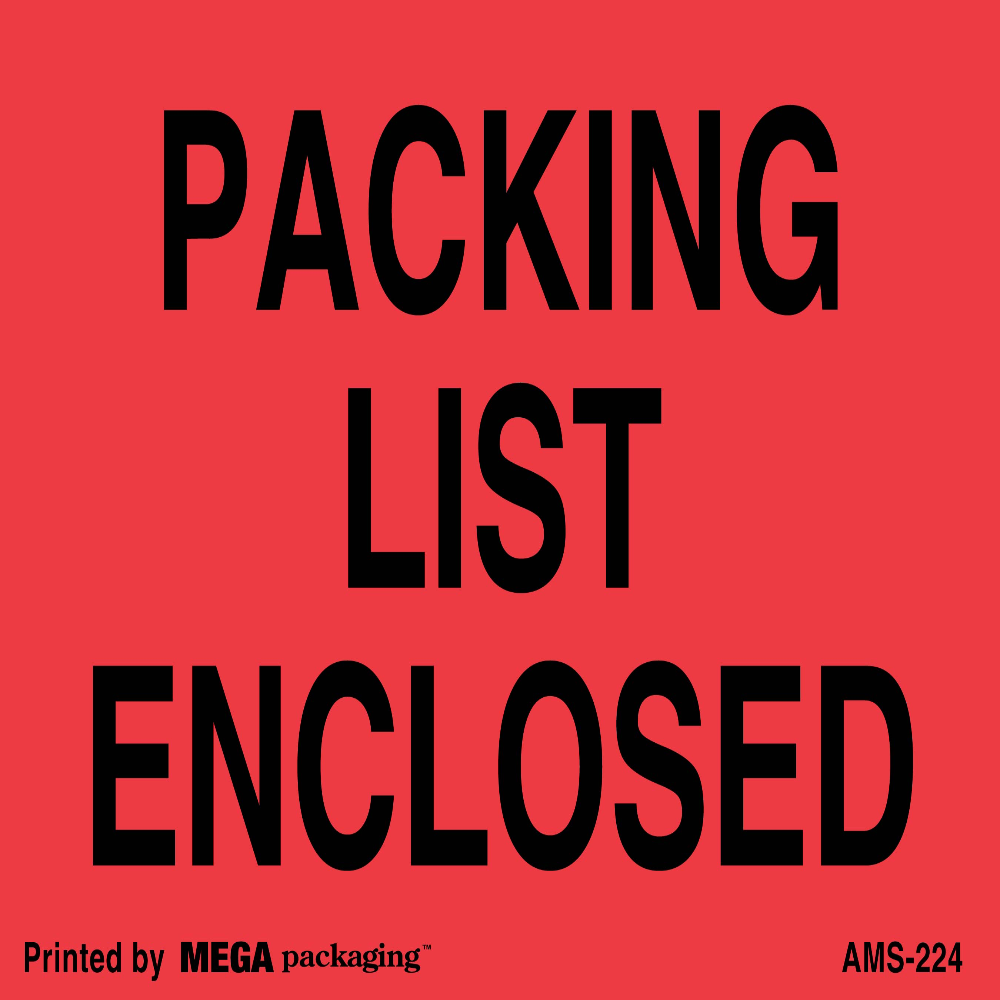 Packing List Enclosed Label 3 - AMPAC