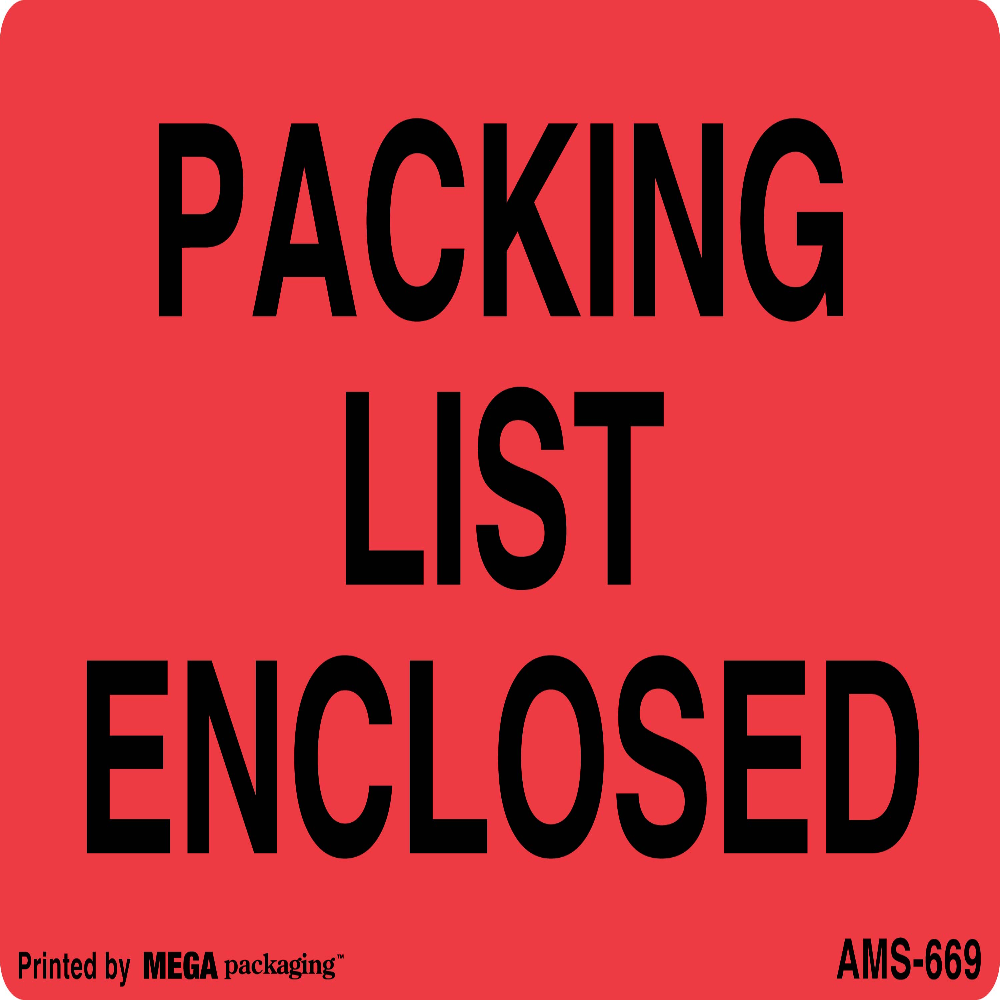 Packing List Enclosed Label 18 - AMPAC
