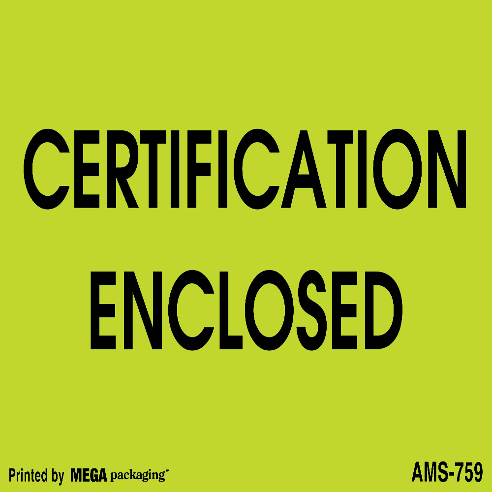 Certification Enclosed Label | Protect Your Certifications During Shipping