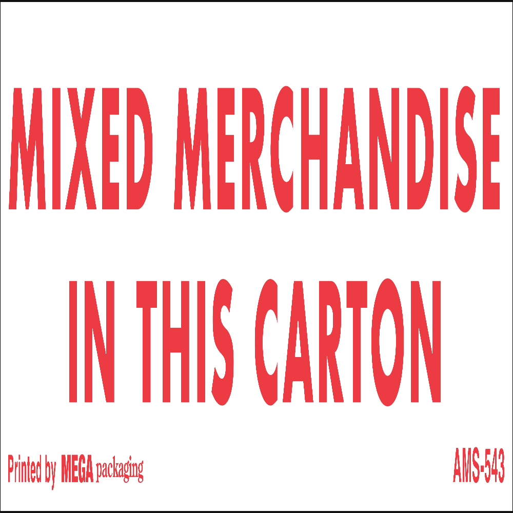 Mixed Merchandise In This Carton Label - AMPAC