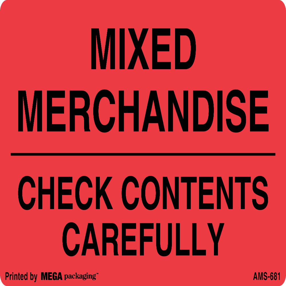 Mixed Merchandise Check Contents Label | Ensure Proper Handling of ...