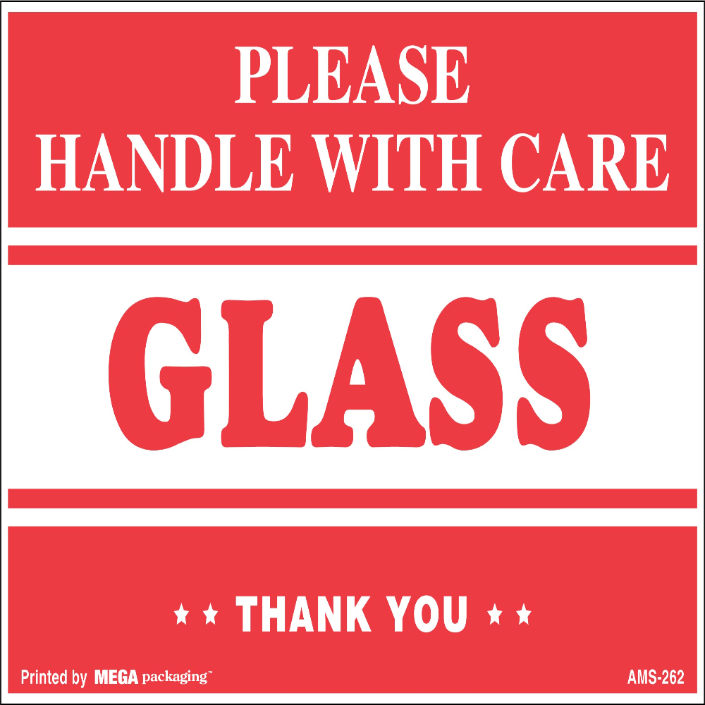 Glass Handle With Care Label 18 - Ampac Supplies