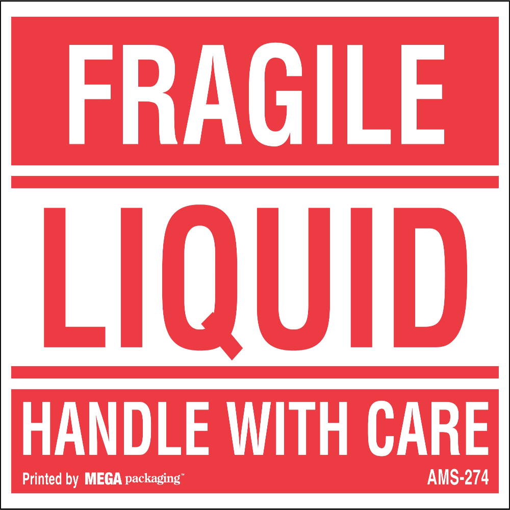 Fragile Liquid Handle With Care Label 23 - Ampac Supplies