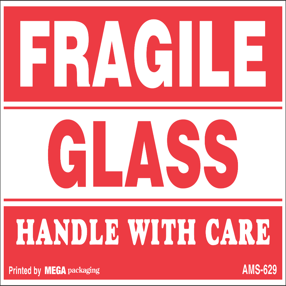 Fragile Glass Handle With Care Label 46 - Ampac Supplies