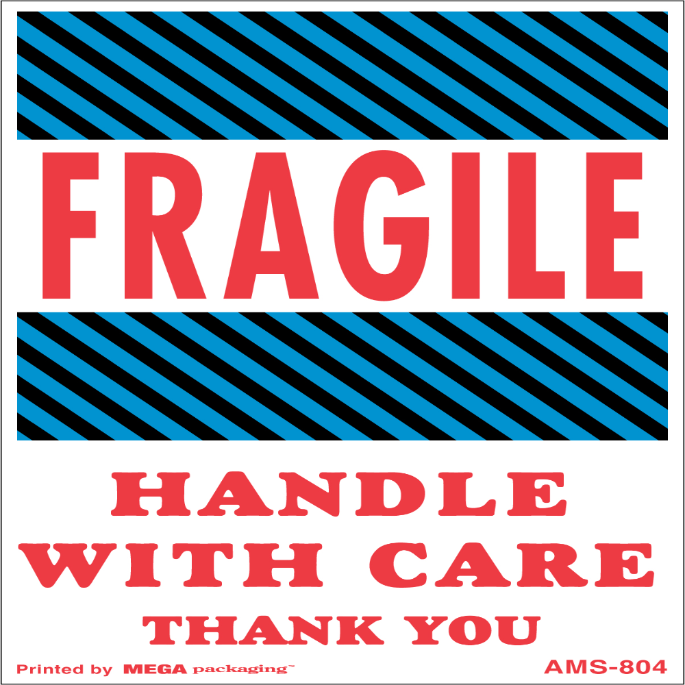 Fragile Handle With Care Thank You Label - Ampac Supplies