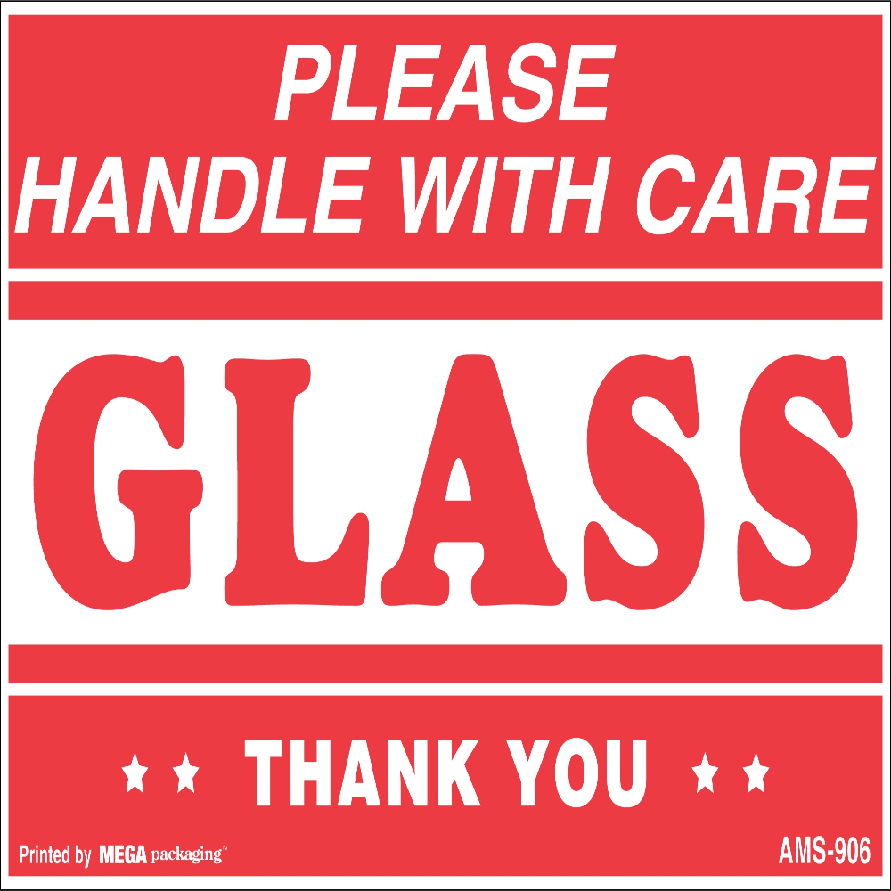 Please Handle With Care Glass Thank You Label - AMPAC