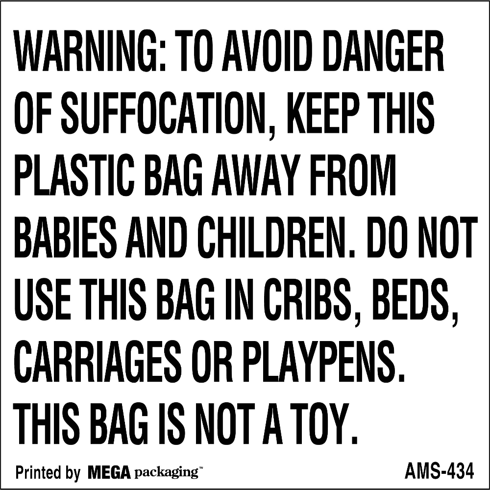 WARNING: TO AVOID DANGER OF SUFFOCATION Label - AMPAC