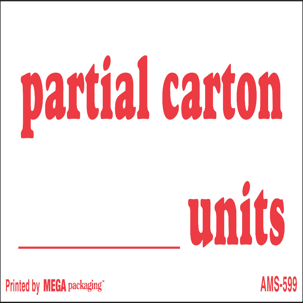 Partial Carton _____ Units Label - AMPAC