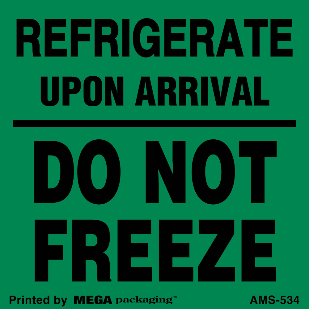 Refrigerate Upon Arrival Do Not Freeze Label - AMPAC