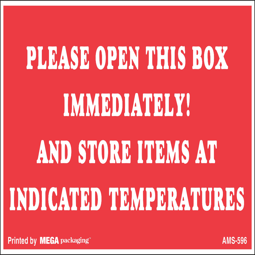 Please Open This Box Immediately And Store Items At Indicated ...