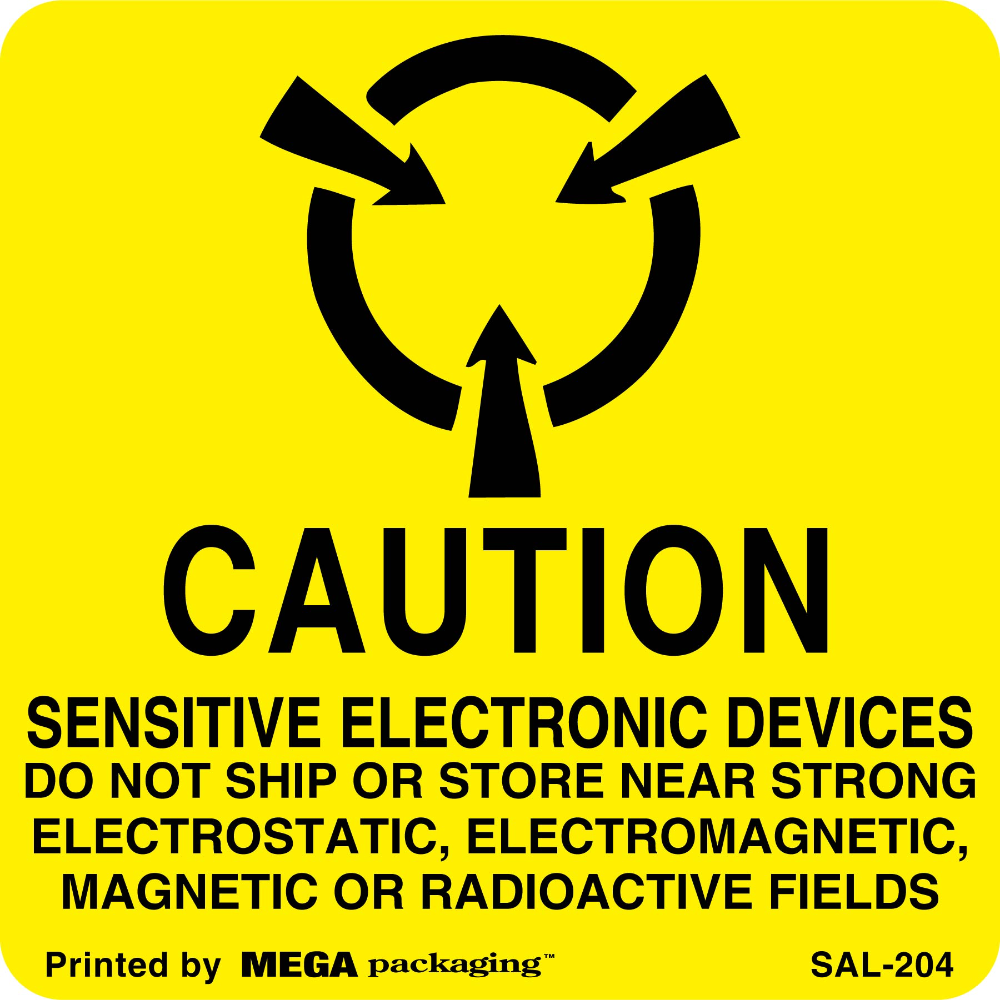 Caution Sensitive Electronic Devices Label - AMPAC