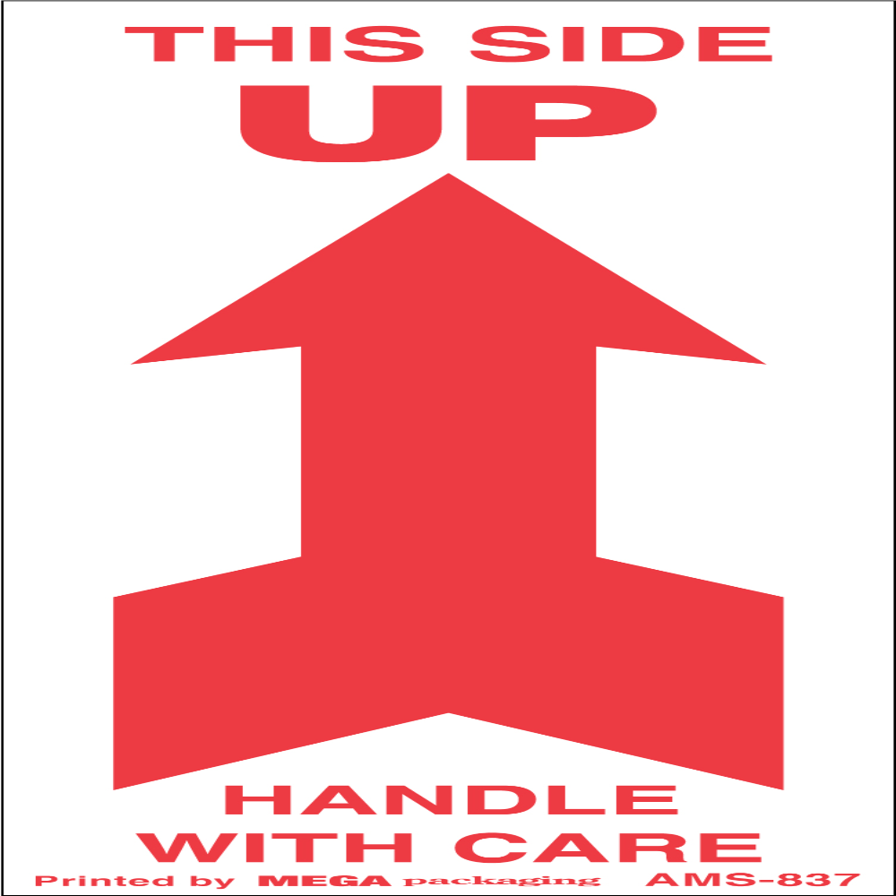 This Side Up Handle With Care With One Arrow Label | Fragile Items