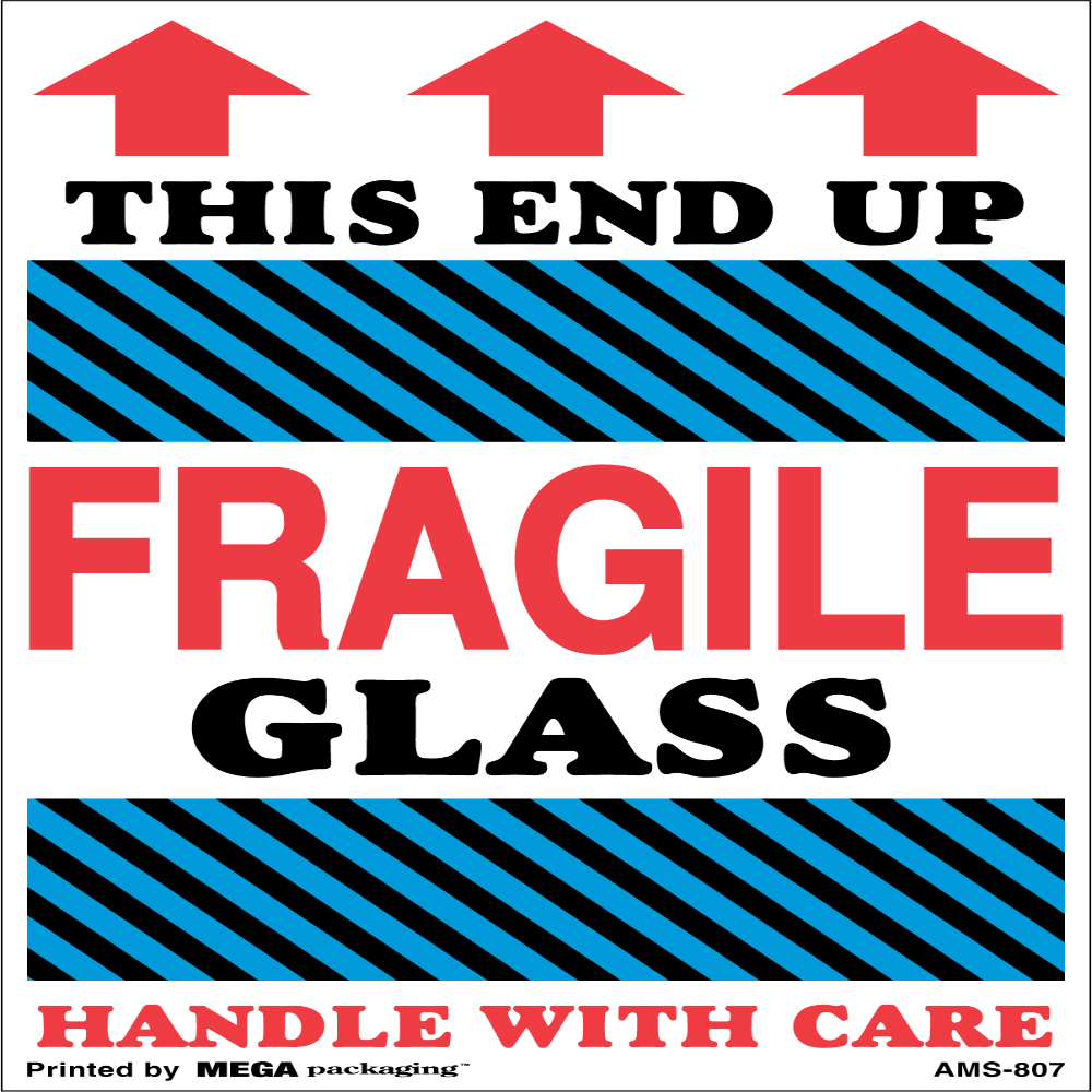 This End Up Fragile Glass Handle With Care Label | Safe Shipping