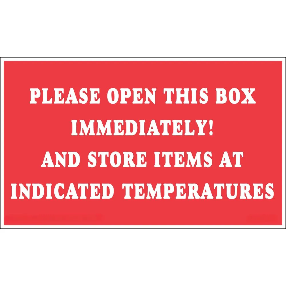 Please Open This Box Immediately and Store Items at Indicated ...