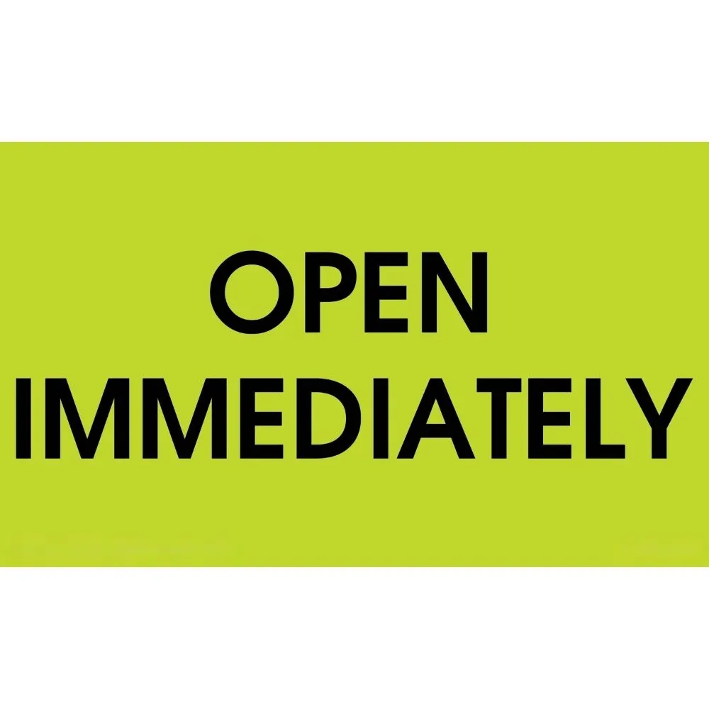 Open Immediately Label | Mark Urgent Shipments for Immediate Action ...