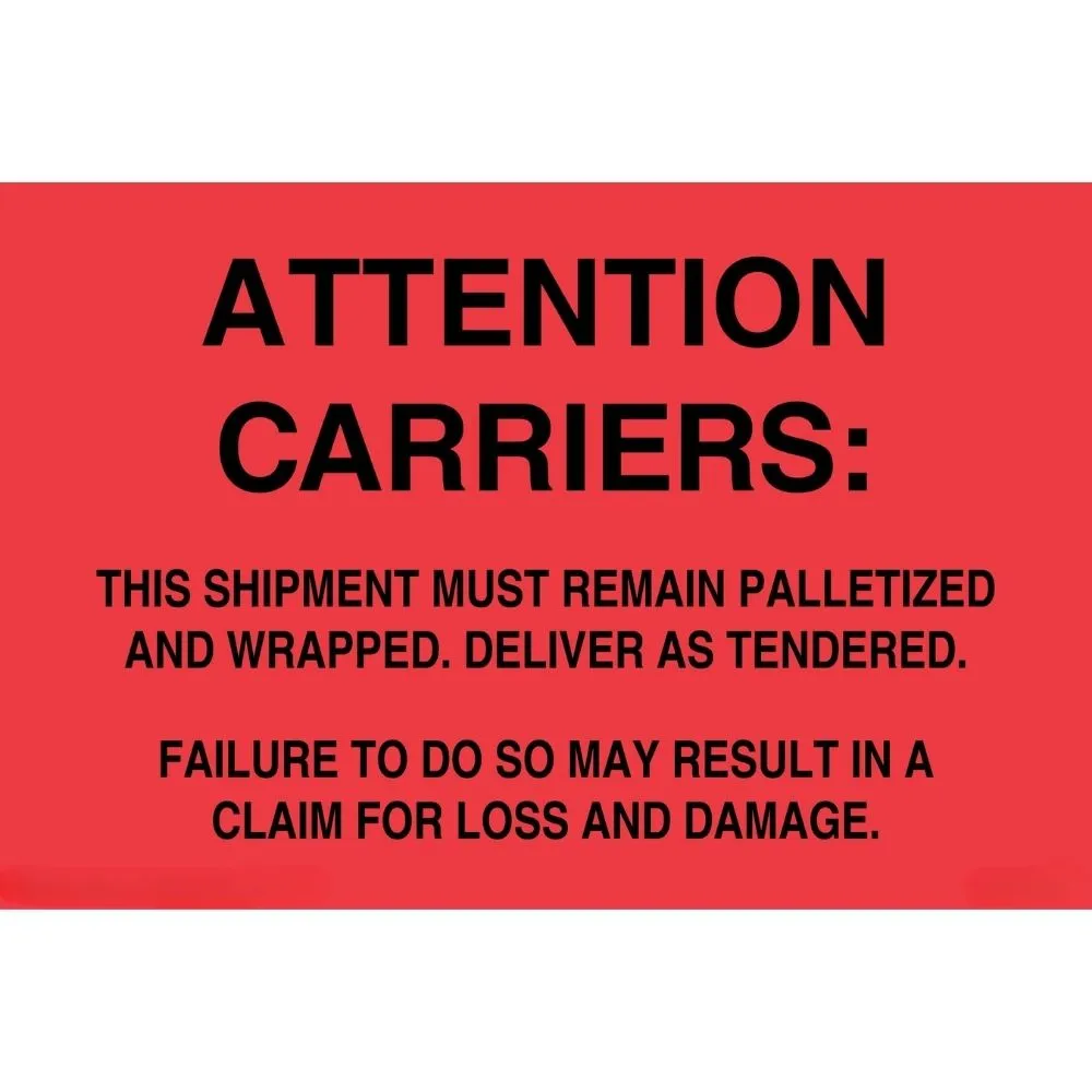Attention Carriers W Note Label | Special Instructions for Carriers ...