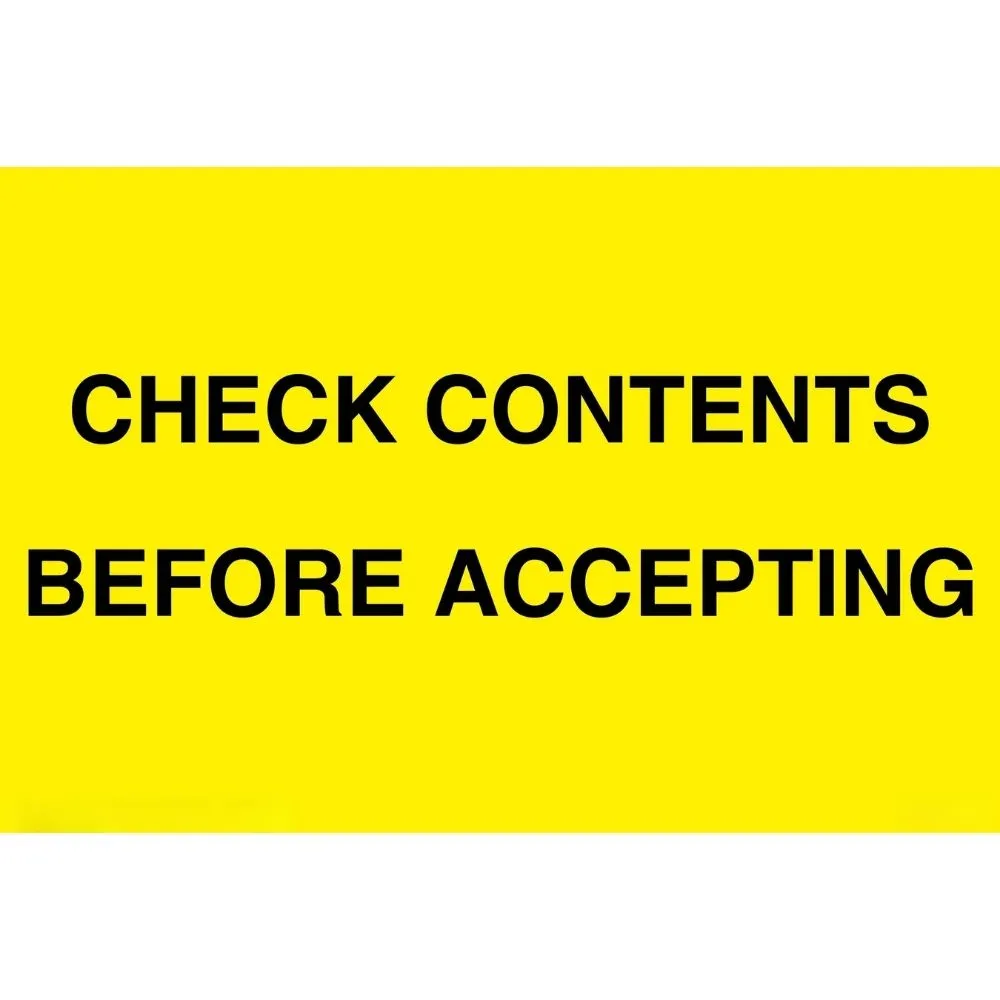 Check Contents Before Accepting Label | Ensure Accuracy Before ...